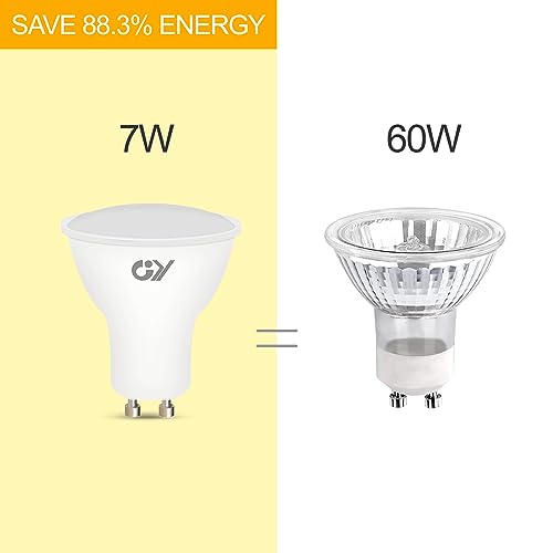 GY Bombilla LED GU10 Regulable, 630 Lúmenes 6500K Blanco Frío - 7w (Equivalente a 60w) Foco con ...